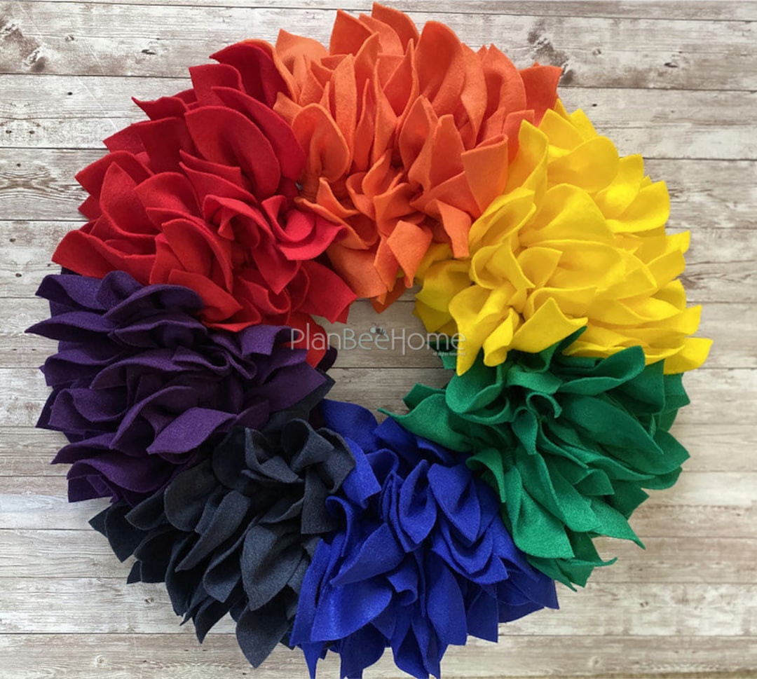 Rainbow / Pride FELT Wreath - Outdoor/indoor - Etsy