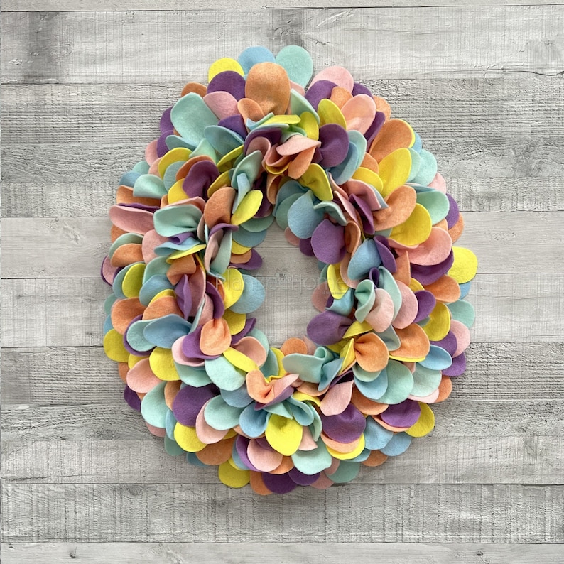 Multicolor FELT Easter Egg Wreath - Etsy