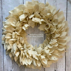 Cream FELT Wreath - Outdoor/indoor - Etsy