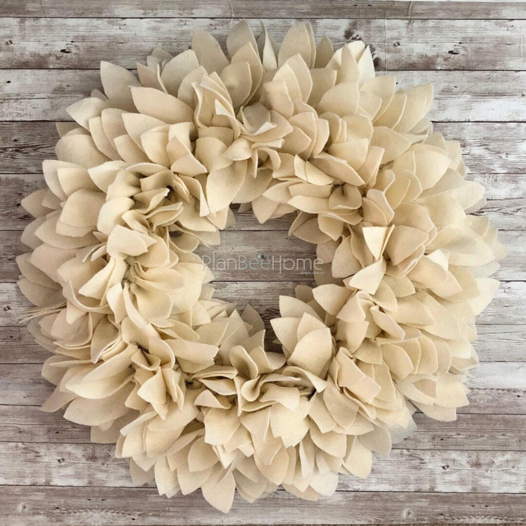 Cream FELT Wreath - Outdoor/indoor - Etsy