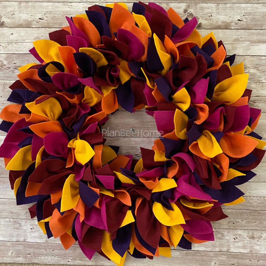 Custom Multicolor FELT Wreath Outdoor/Indoor - Etsy France