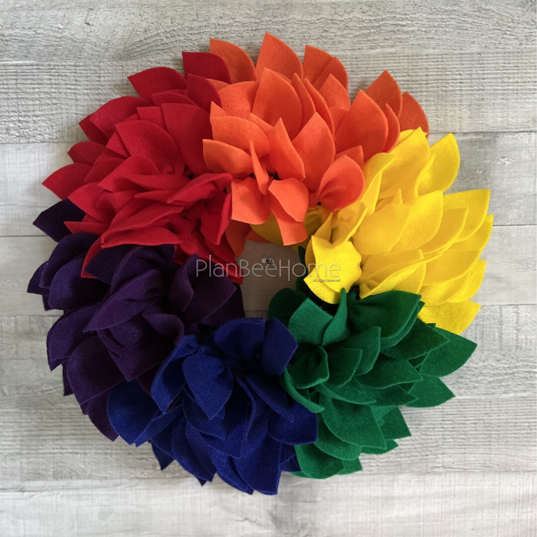Handmade Felt Rainbow Wreath: Indoor/outdoor Pride Decor - Etsy