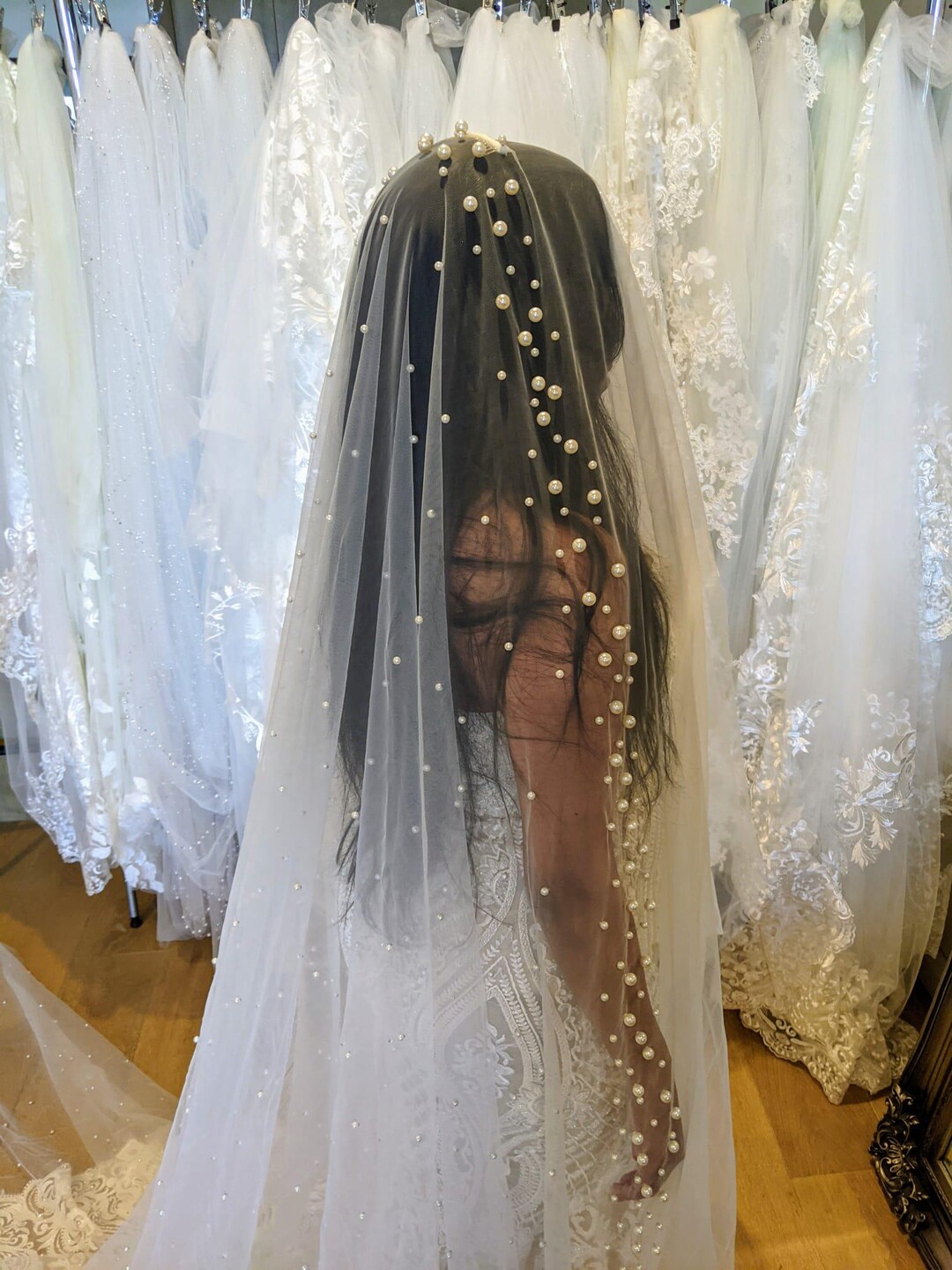 KLARA - Two-tier Cathedral Veil With Face-framing Pearls,pearl Wedding ...