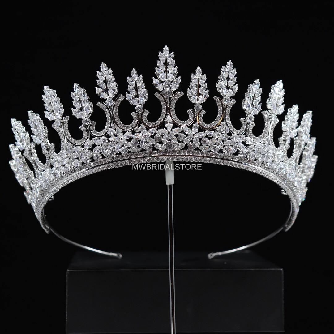 BROOKE - Crystal Round Silver Crown, Full Silver Crown, Pageant Crown ...
