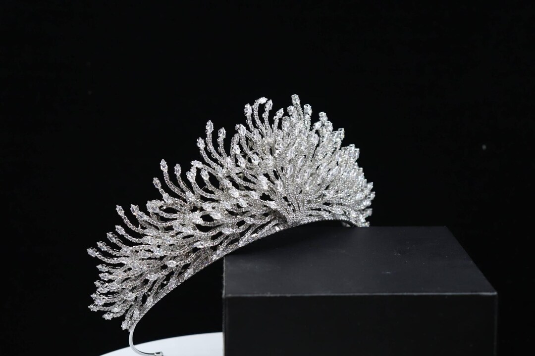 TIA - Silver Bridal Tiara, Silver Rhinestone Wedding Tiara,wedding ...