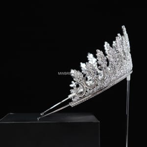 BROOKE - Crystal Round Silver Crown, Full Silver Crown, Pageant Crown ...