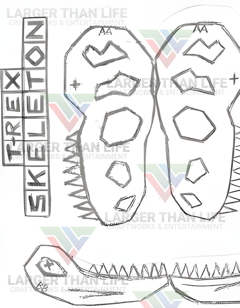 T-rex Skeleton Papercraft Template, Dinosaur Coloring Pages, Dinosaur ...