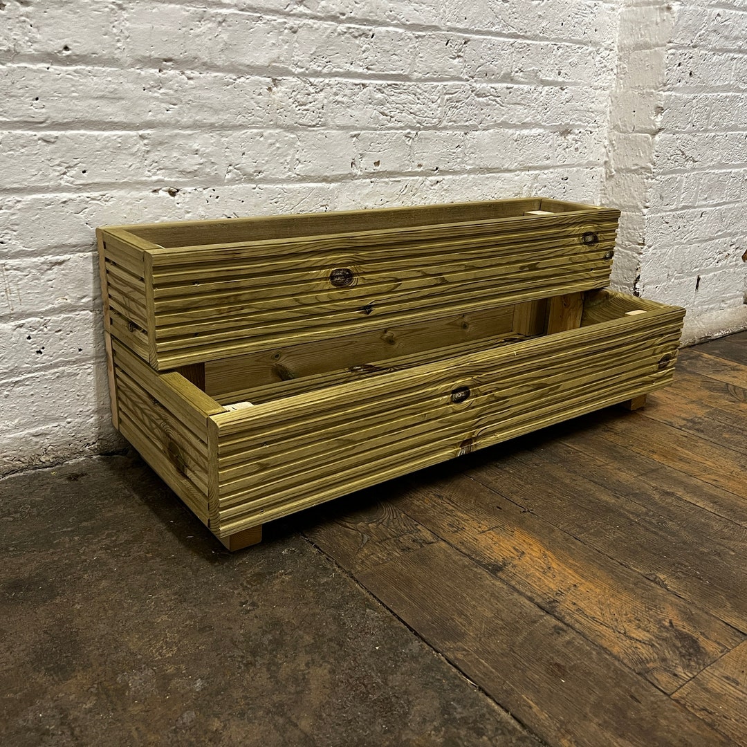 Large Stepped Garden Wooden Decking Patio Planter Trough Herb Garden ...
