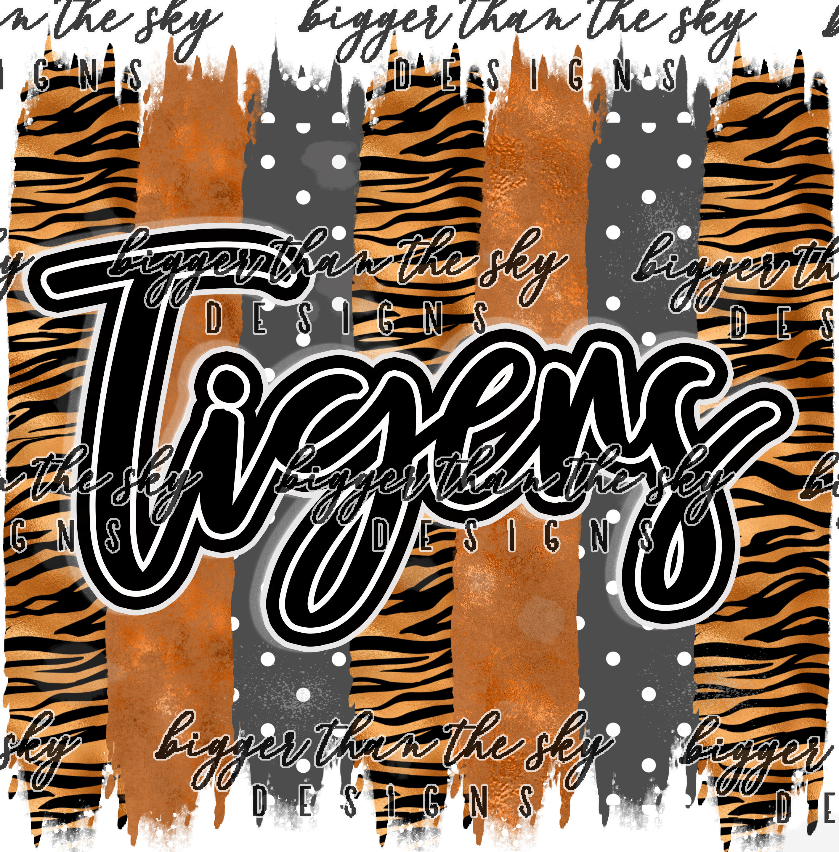 TIGERS Glitter Stripe Tiger Stripe Orange Grey Black | Etsy