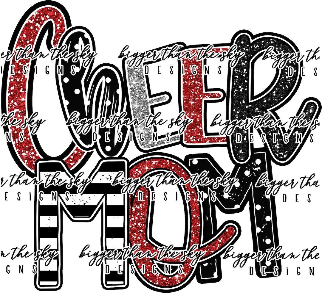 CHEER MOM Red Black Silver Sublimation PNG Digital Download - Etsy