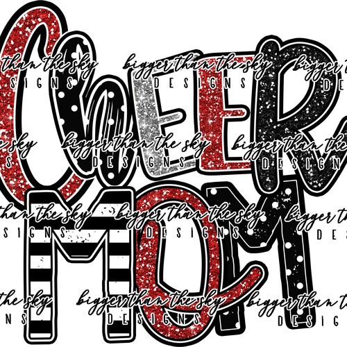 CHEER MOM Red Black Silver Sublimation PNG Digital Download - Etsy