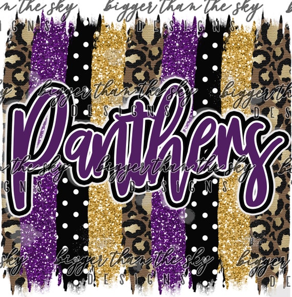 PANTHERS Glitter Stripe Purple Gold Leopard Sublimation PNG | Etsy