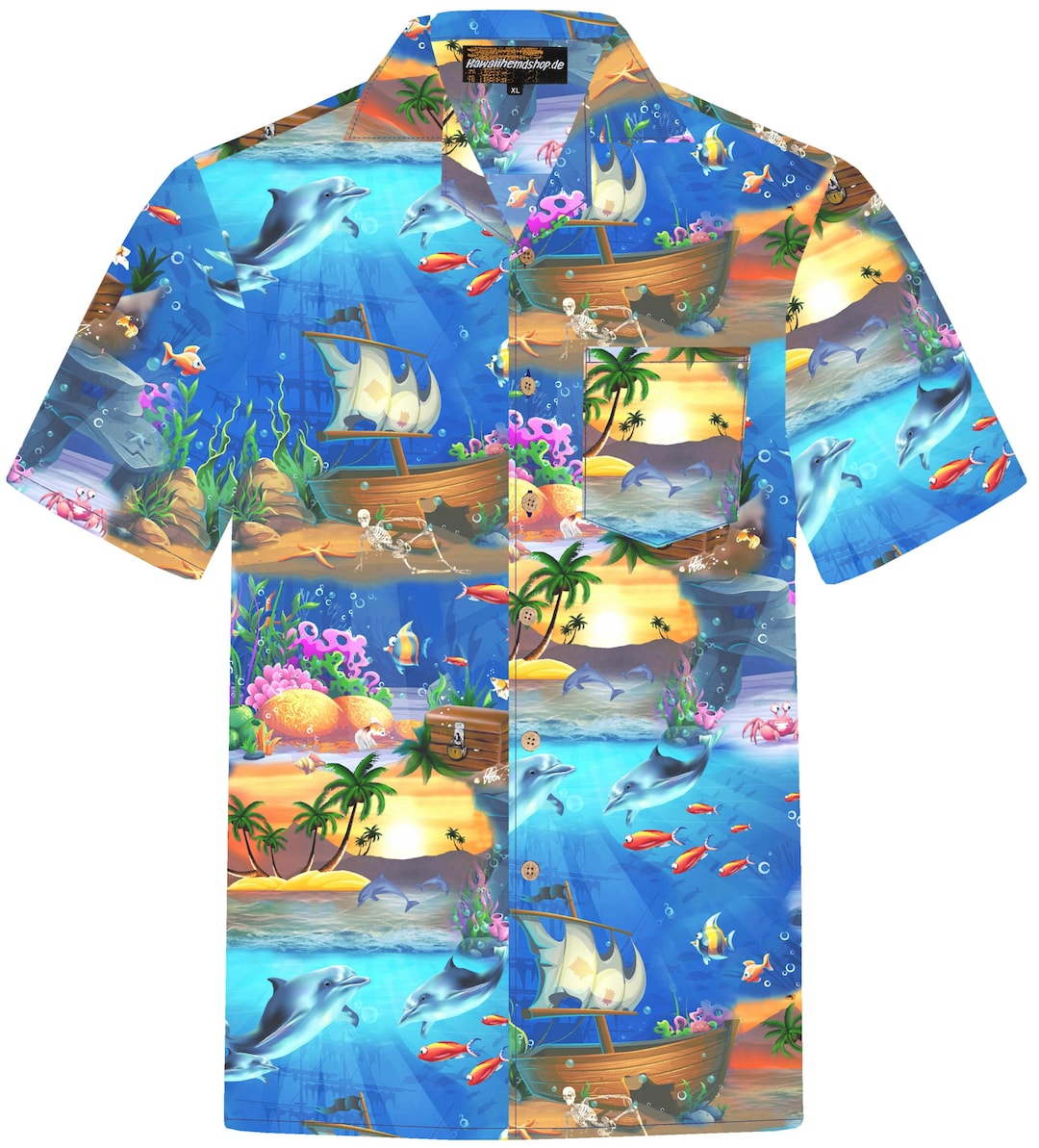 Hawaiian Shirt "ocean of Hawaii" for Men / 100% Cotton / Size S - 8XL ...
