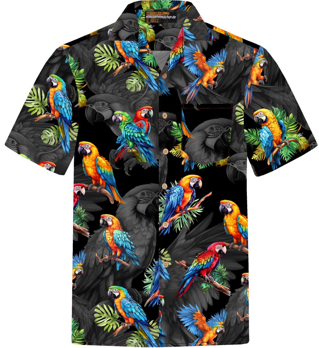 Hawaiian Shirt hawaiian Parrots For Men 100 Cotton Size S 8XL