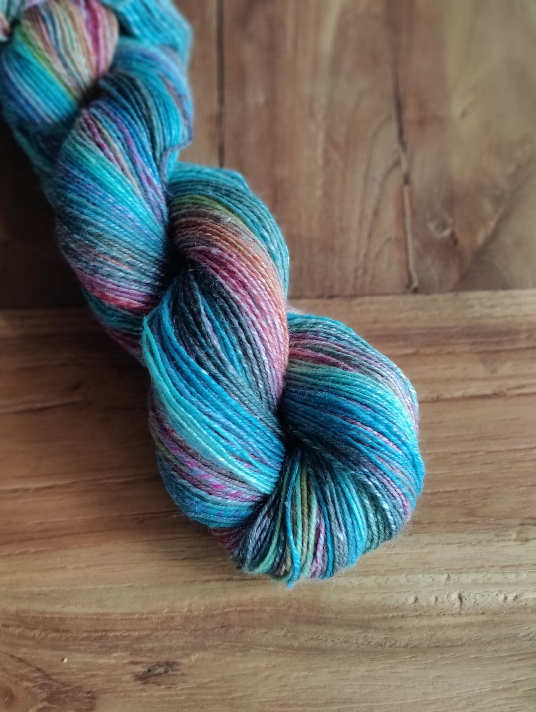 Hand Spun Yarn 100g 296m Lake Lotos / Wool Viscose Blend / Three Ply ...