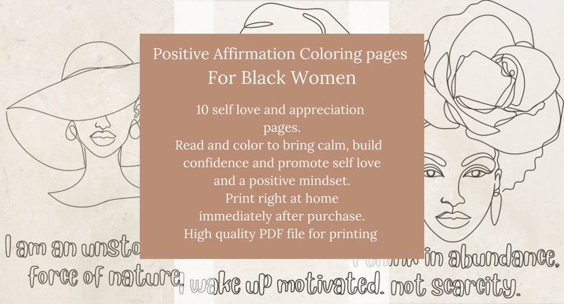 Self Love Positive Affirmation Coloring Pages for Black Women - Color ...