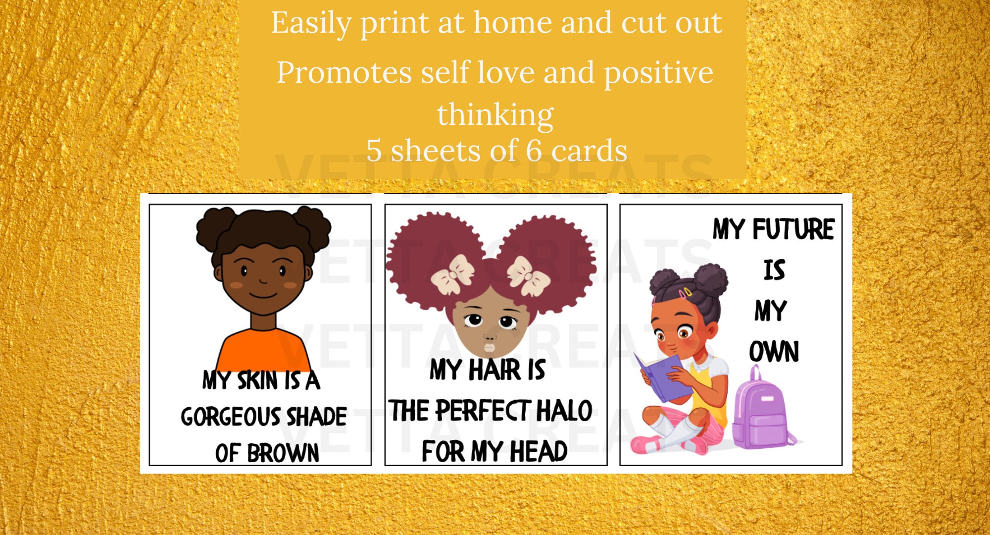 Positive Affirmation Cards for Little Black Girls - Printable Card Set ...