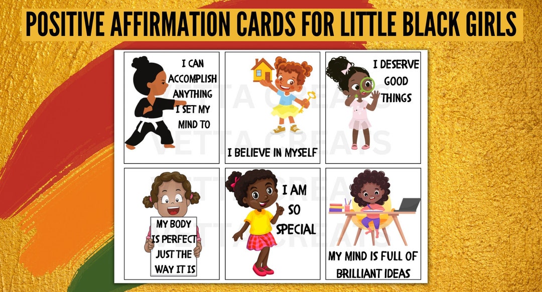 Positive Affirmation Cards for Little Black Girls - Printable Card Set ...