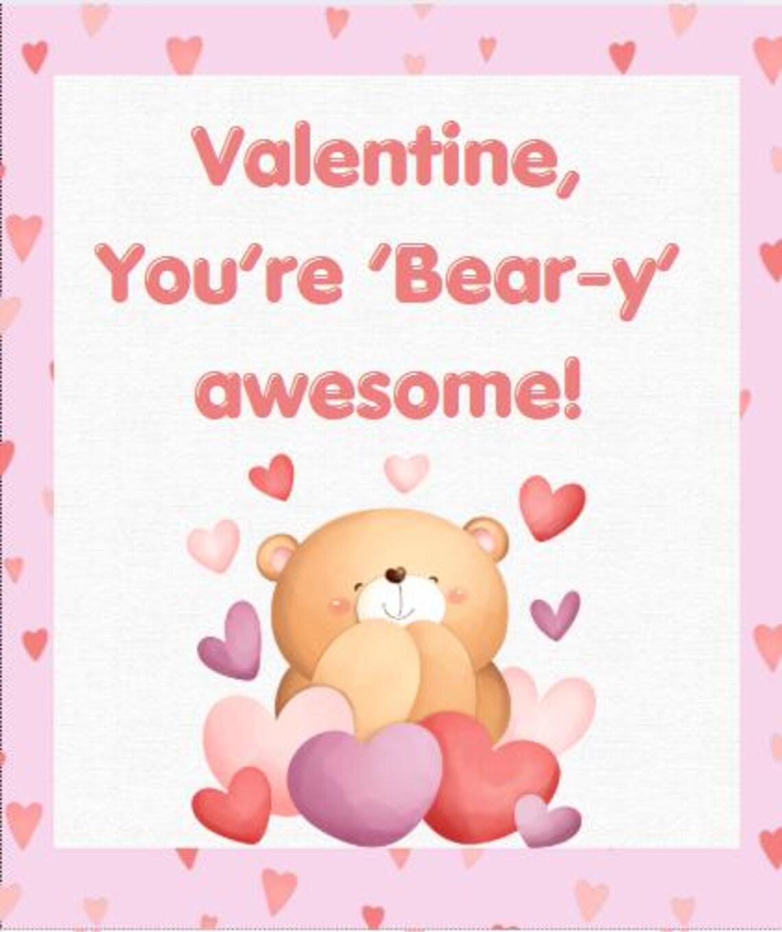 Bear Valentine's Day Cards for Kids (printable) - Etsy