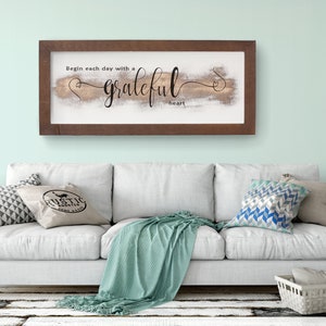 Grateful Heart Wooden Wall Sign. Rustic Farmhouse Style Wall Decor ...