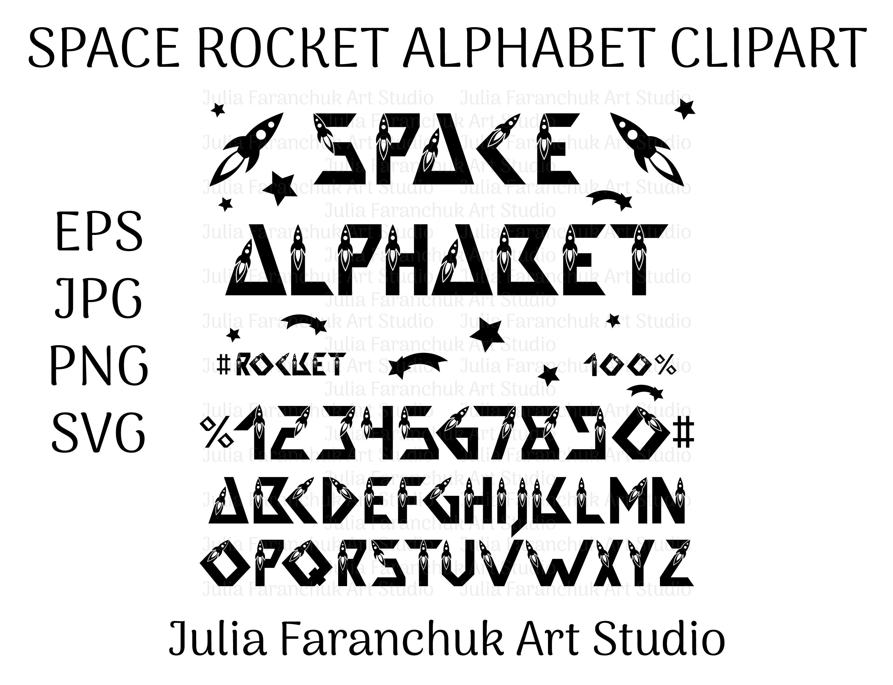 Alphabet Clipart Letters SVG Space rocket alphabet font | Etsy