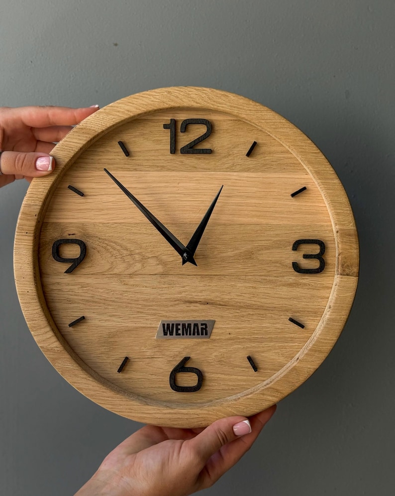 Solid Oak Wall Clock: Minimalist Scandinavian Home Decor - Etsy