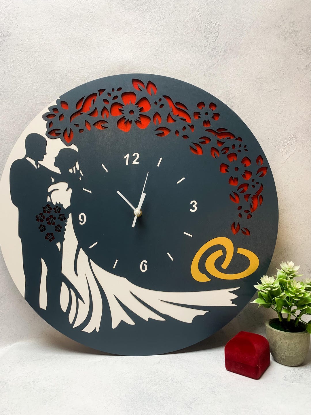 Wedding Wall Clock, Anniversary Wall Clock, Couple Clock, Personalized ...