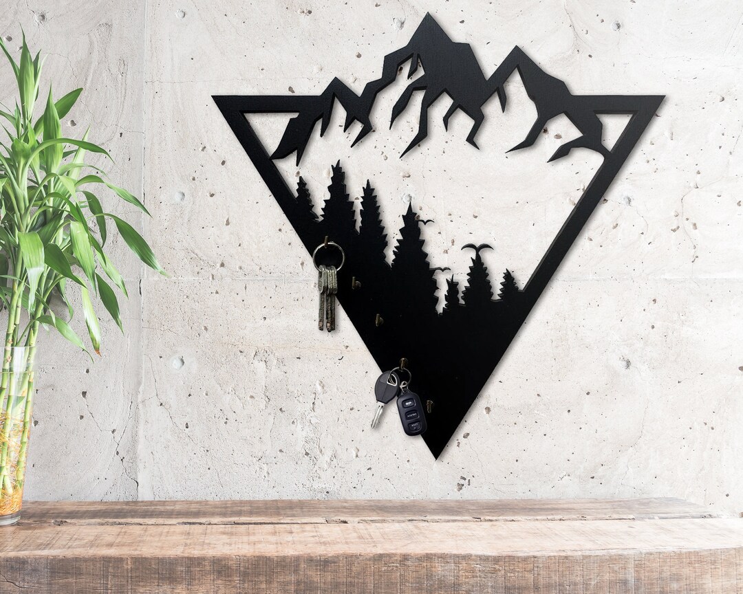 Modern Key Holder for Wall, Wooden Key Rack 10'', Entryway Key Holder ...