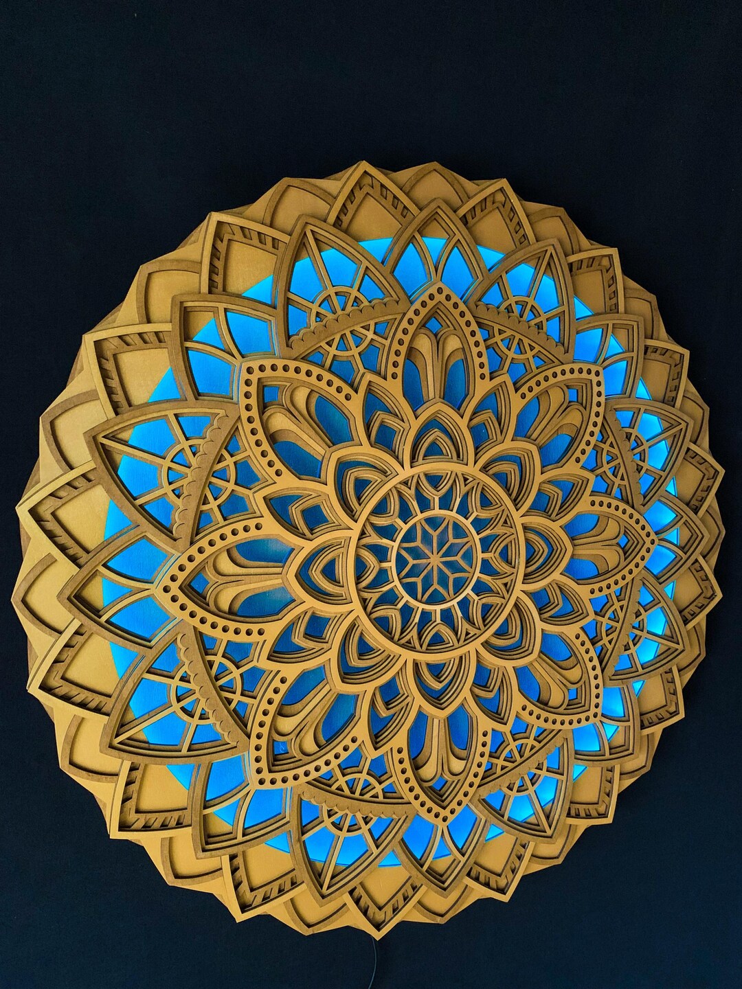 RGB LED Mandala Wall Art: Color Changing Boho Decor - Etsy