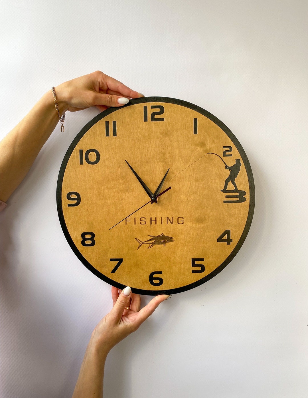 Fisherman Wall Clock, Nautical Theme Decor, Fisherman Art Clock, Unique ...