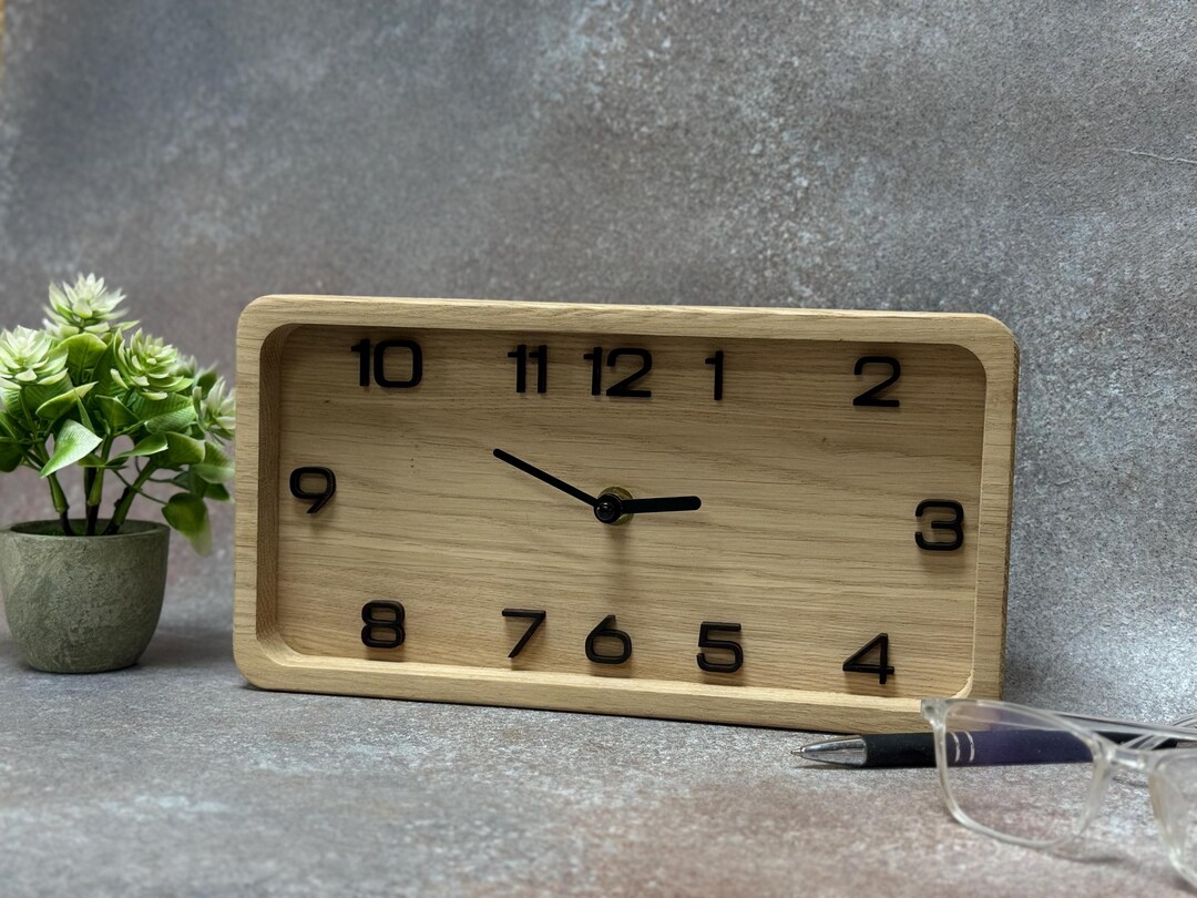 Personalized Solid Oak Wall Clock – Minimalist Wooden Clock, Handmade ...