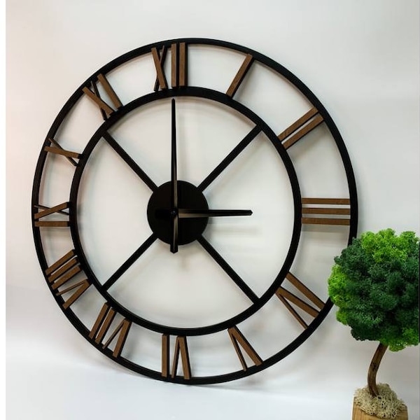 Roman Numerals Wooden Wall Clock - Etsy