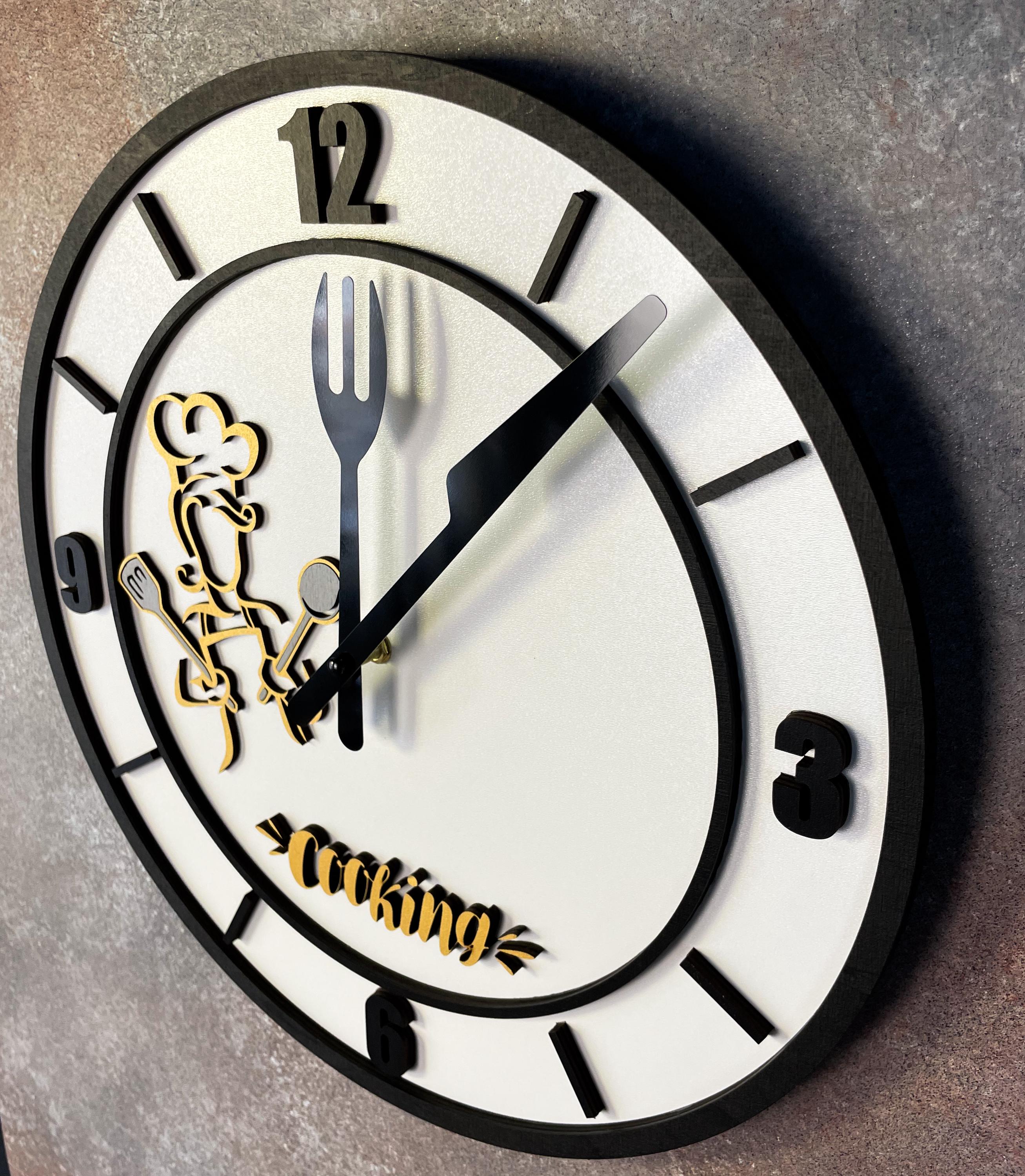 Cooking Clock Wall| Kitchen Themed Clock |cooking Wooden Clock ...