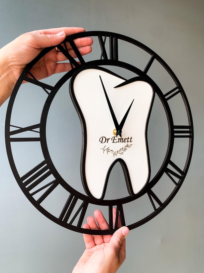 Tooth Clock: Custom Dentist Office Decor - Personalized Wooden Wall Art ...