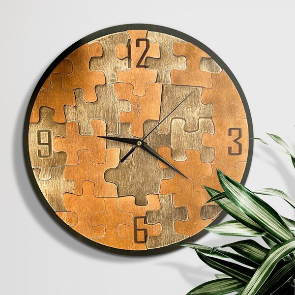 Wooden Puzzle Wall Clock - Etsy
