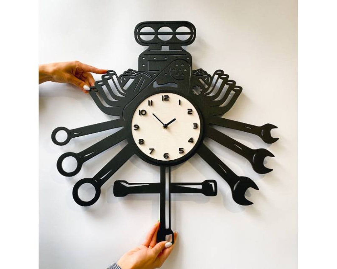 Custom Wooden Car Engine Clock: Garage Decor Gift - Etsy
