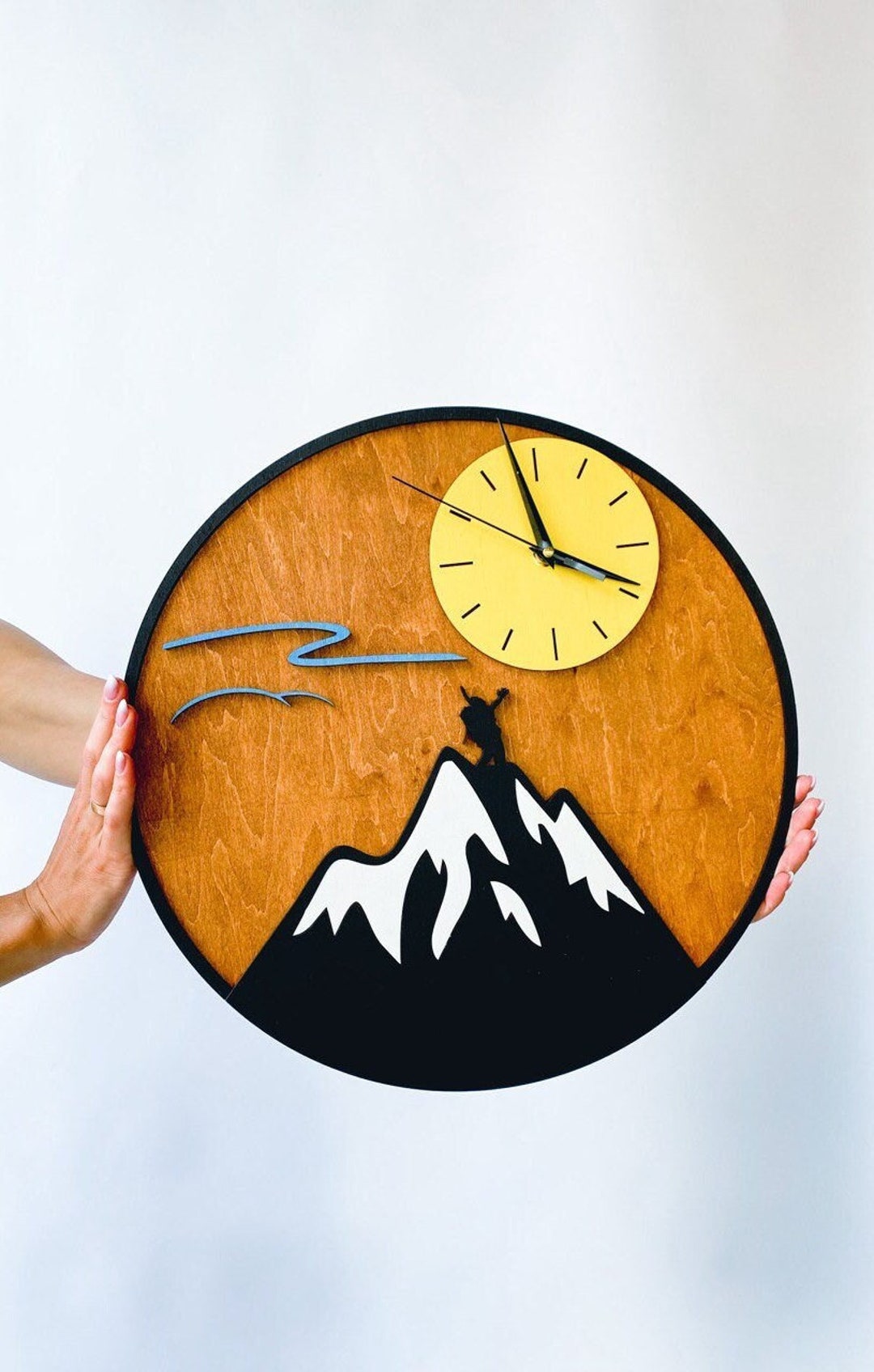 Mountain Climbing Wooden Wall Clock: Silent Climber Art - Etsy