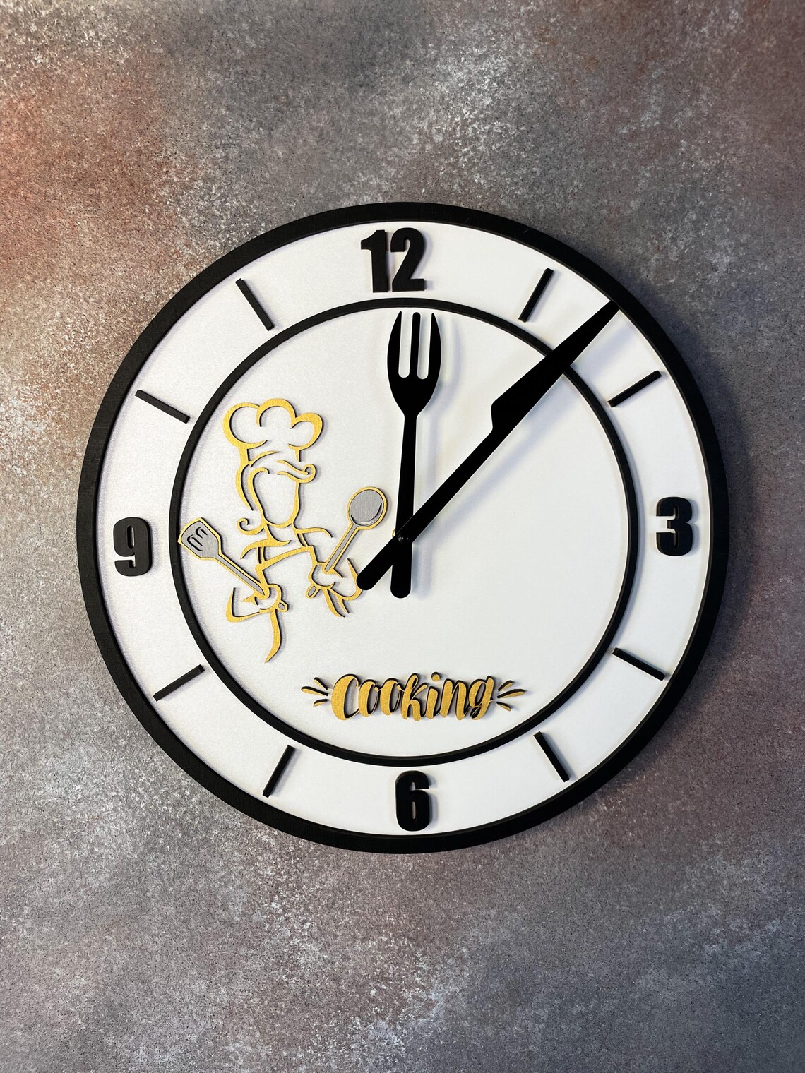 Cooking Wooden Clock Wall | Kitchen Themed Clock | Kitchen Wall Decor ...