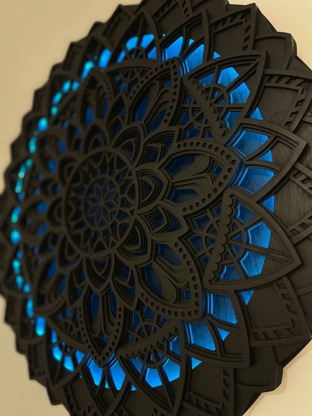 RGB LED Mandala Wall Art: Color Changing Wooden Night Light - Etsy