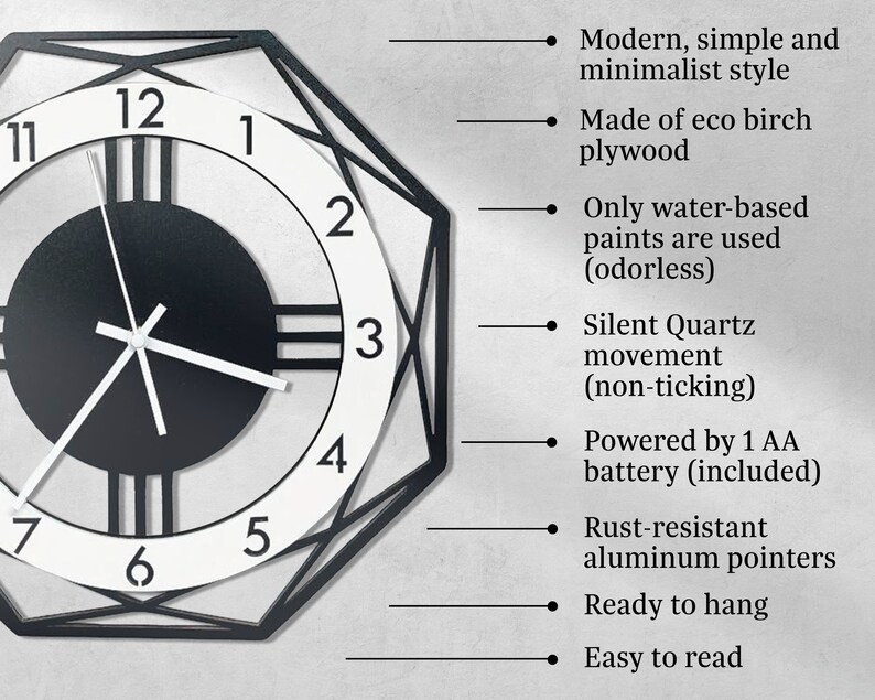 Polygon Wall Clock Live Edge Modern Wall Clock Unique Gift - Etsy