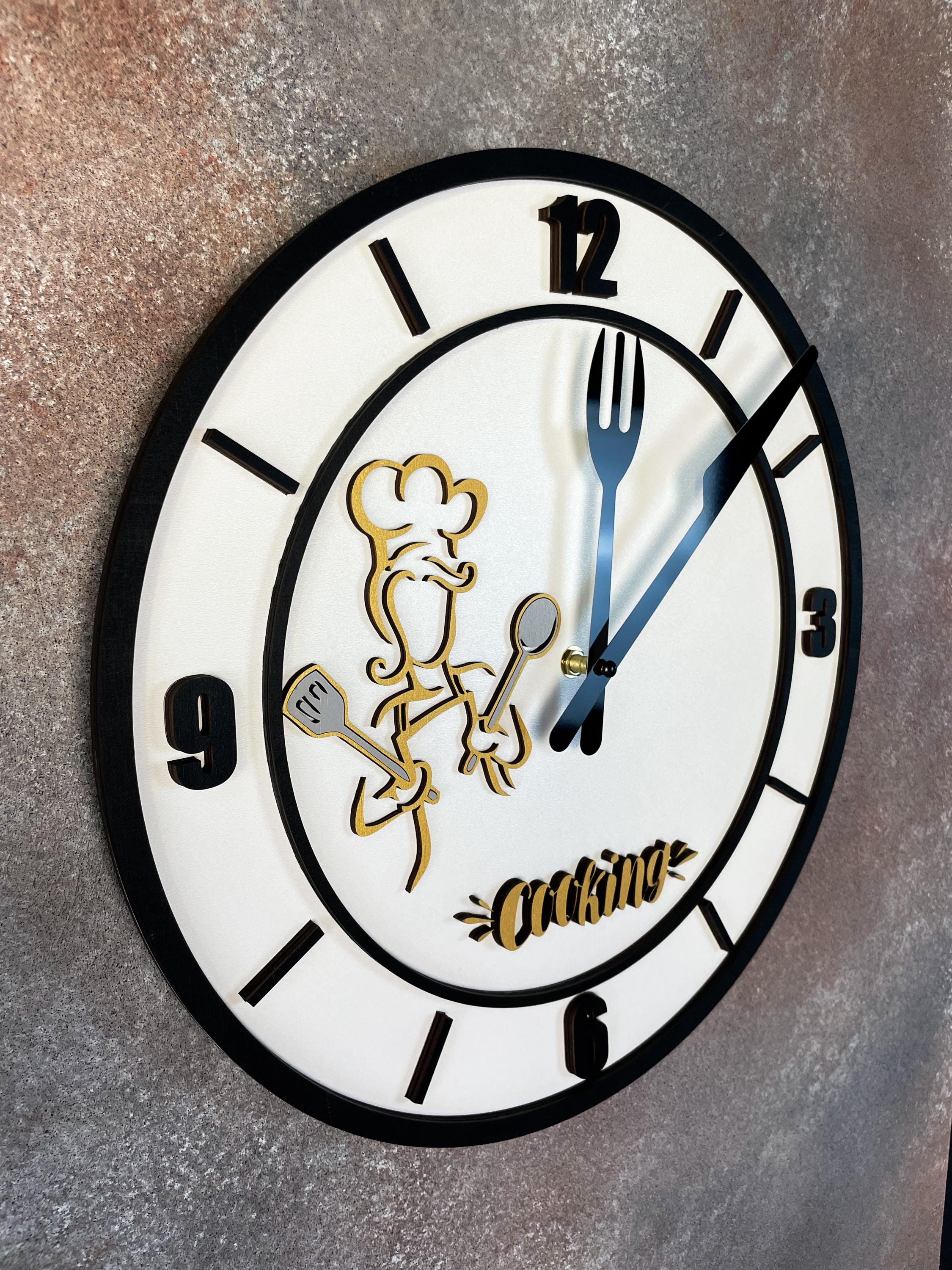 Cooking Clock Wall| Kitchen Themed Clock |cooking Wooden Clock ...