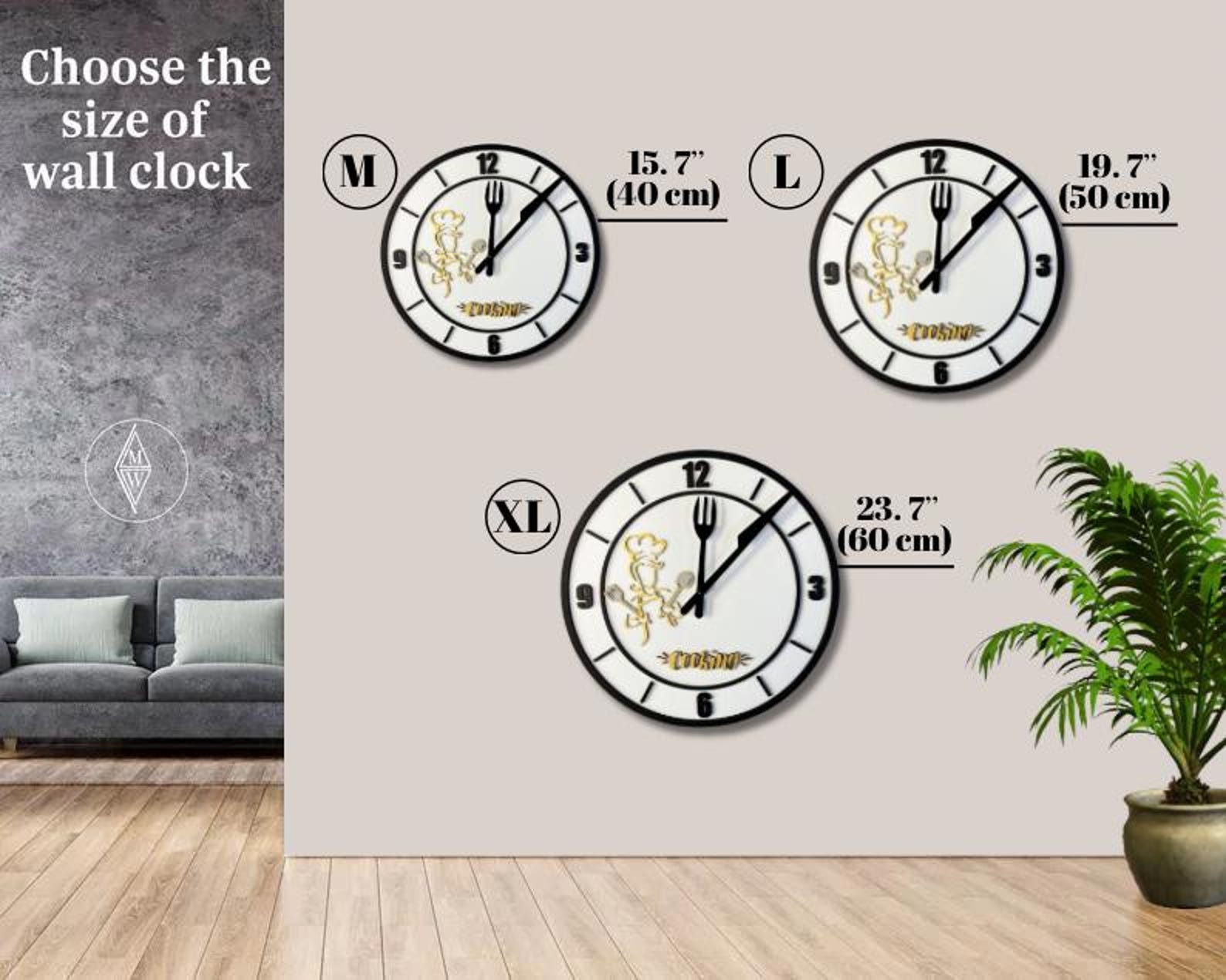 Cooking Wooden Clock Wall | Kitchen Themed Clock | Kitchen Wall Decor ...