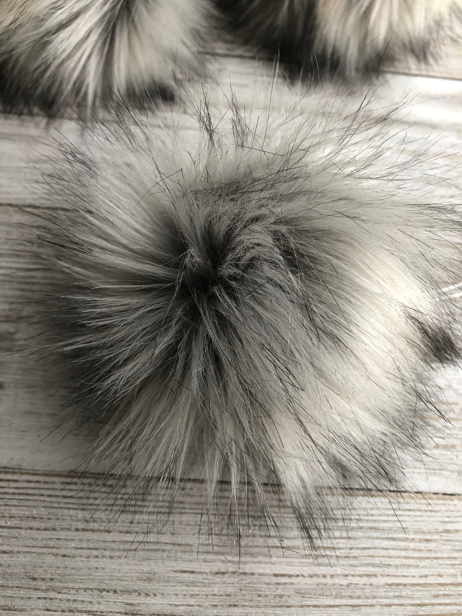 Silver Fox Fur Pom Pom Long Pile Faux Fur Hat Topper Fluffy - Etsy