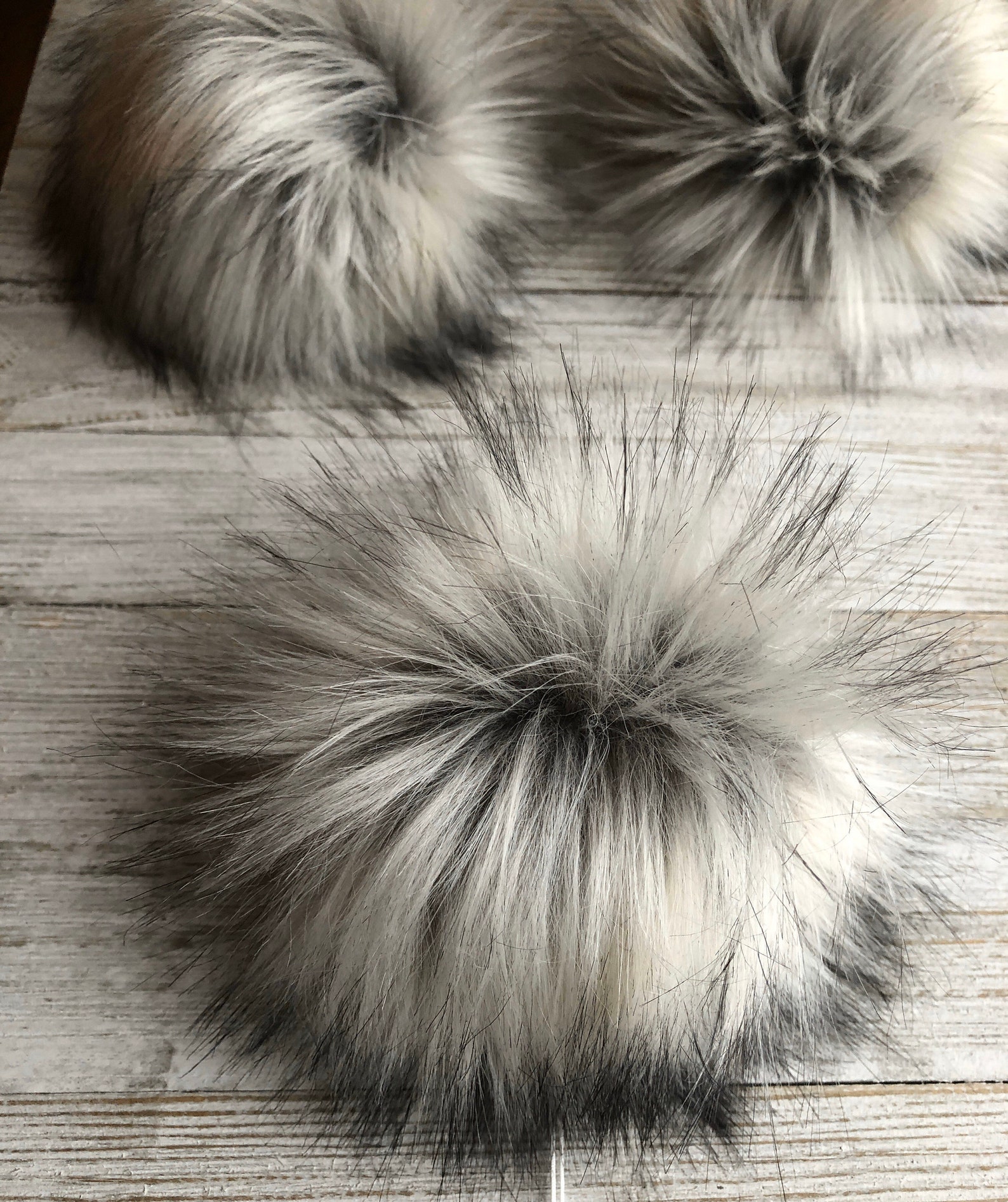Silver Fox Fur Pom Pom Long Pile Faux Fur Hat Topper Fluffy - Etsy
