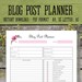 Blog Post Planner, Blog Organiser Schedule, Blogging Planner, Filofax ...