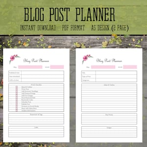 Blog Post Planner Blog Organiser Schedule Blogging Planner - Etsy