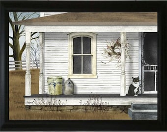 Standing Guard by Billy Jacobs 16x20 House Porch Crocks Tuxedo Cat ...