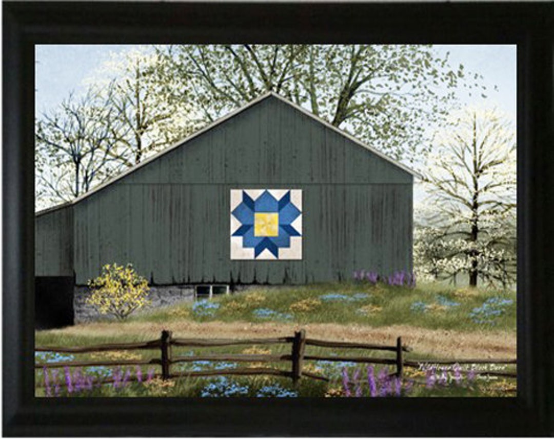 Wild Flower Quilt Block Barn - Framed Art by Billy Jacobs - BRAND NEW ...