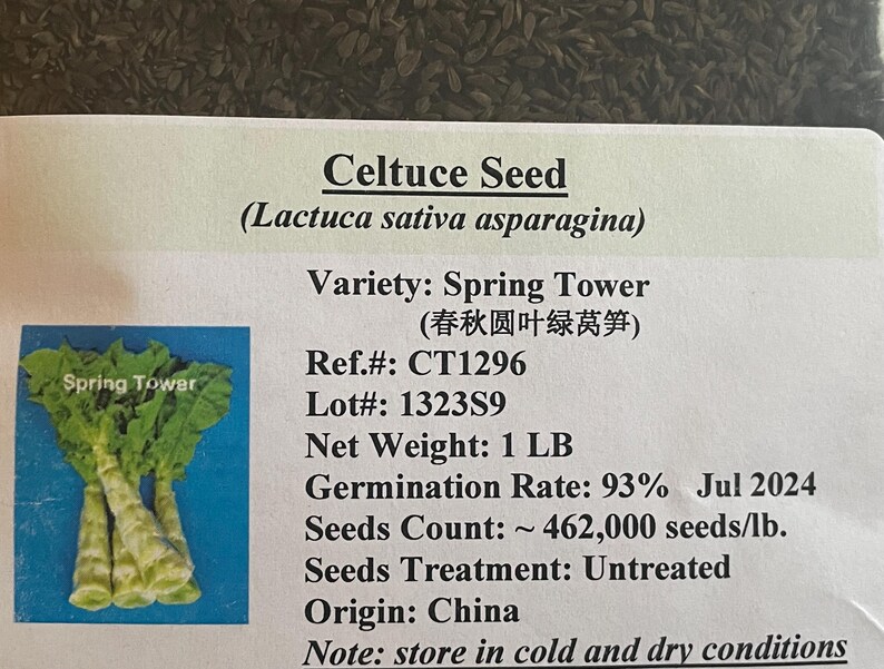 2-gram 2000 SPRING TOWER CELTUCE Seeds, 春秋圓葉綠莴笋; Stem Lettuce ...