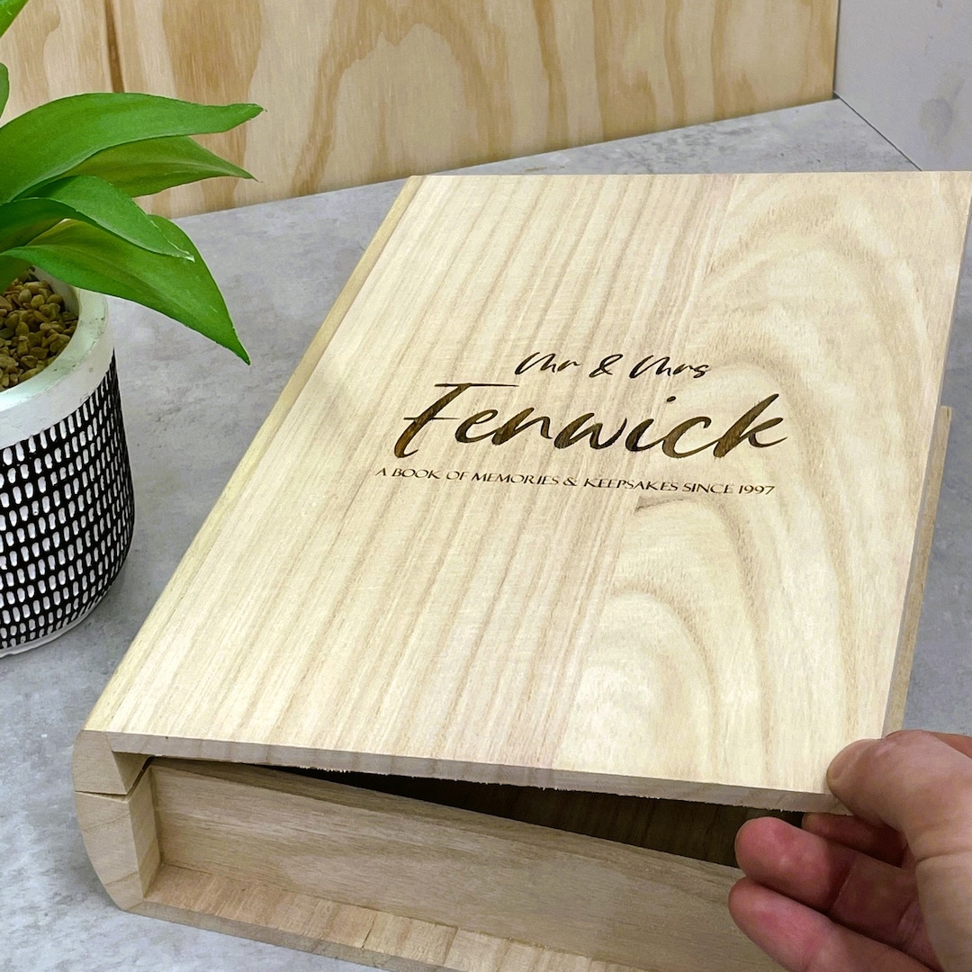 Personalised Wooden Book Keepsake Box | Gifts for Families | Family ...
